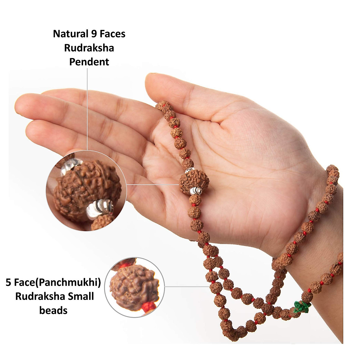 Wonder Care Original Nepali Rudraksha Bead and Rudraksha Mukhi Mala Natural Rudra Religious Rosary Beads Japa Mala Rudraksha for Men and Women