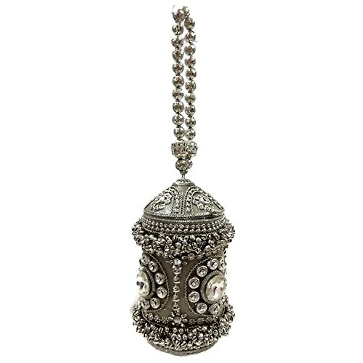 Women/Girl Bridal Party Bag Clutch Handmade metal Potali Handbag purse Hand clutch fully beaded Crystal Rhinestones (Silver)