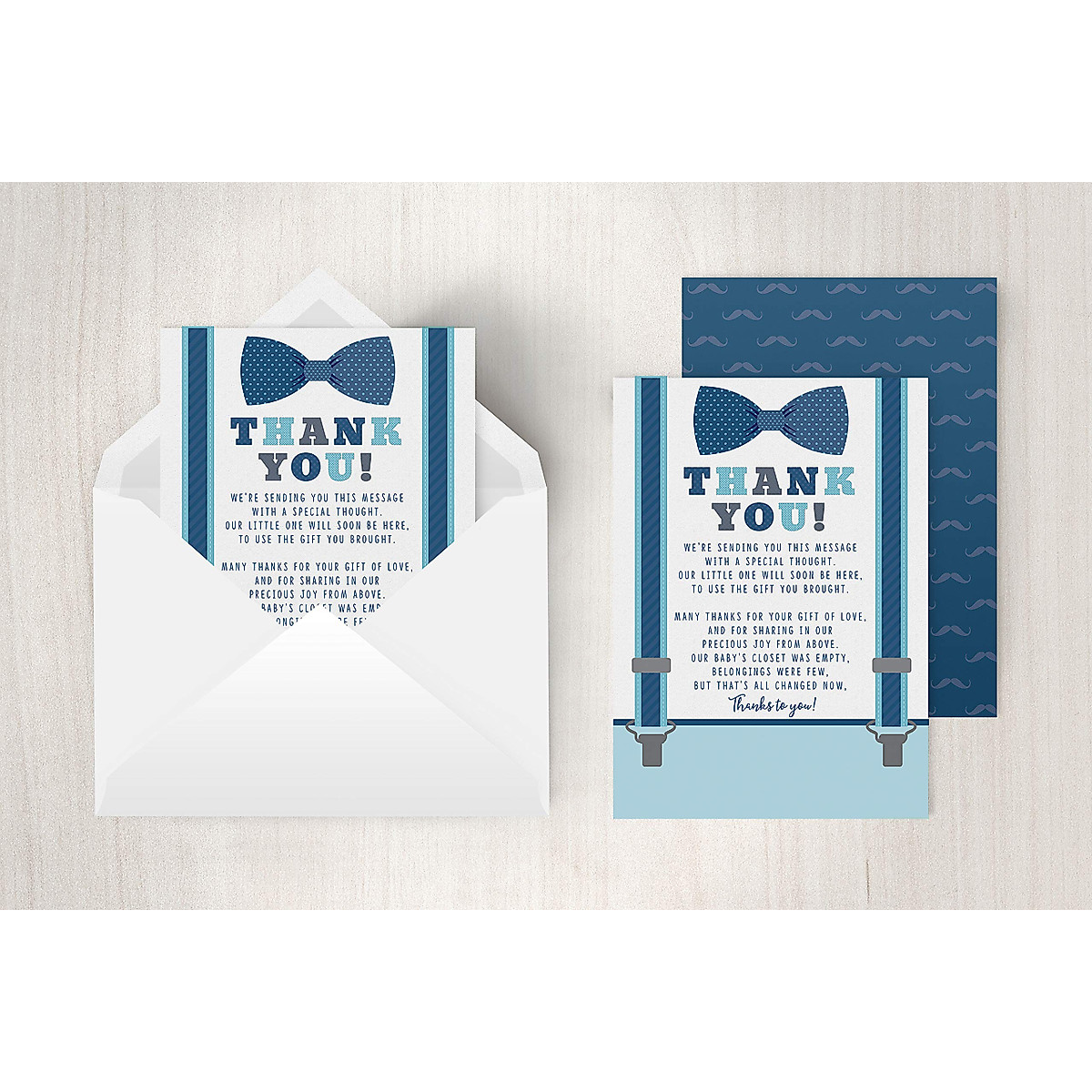 Your Main Event Prints Little Man Boy Baby Shower Thank You Cards Bow Tie and Mustaches 20 Count Including Envelopes
