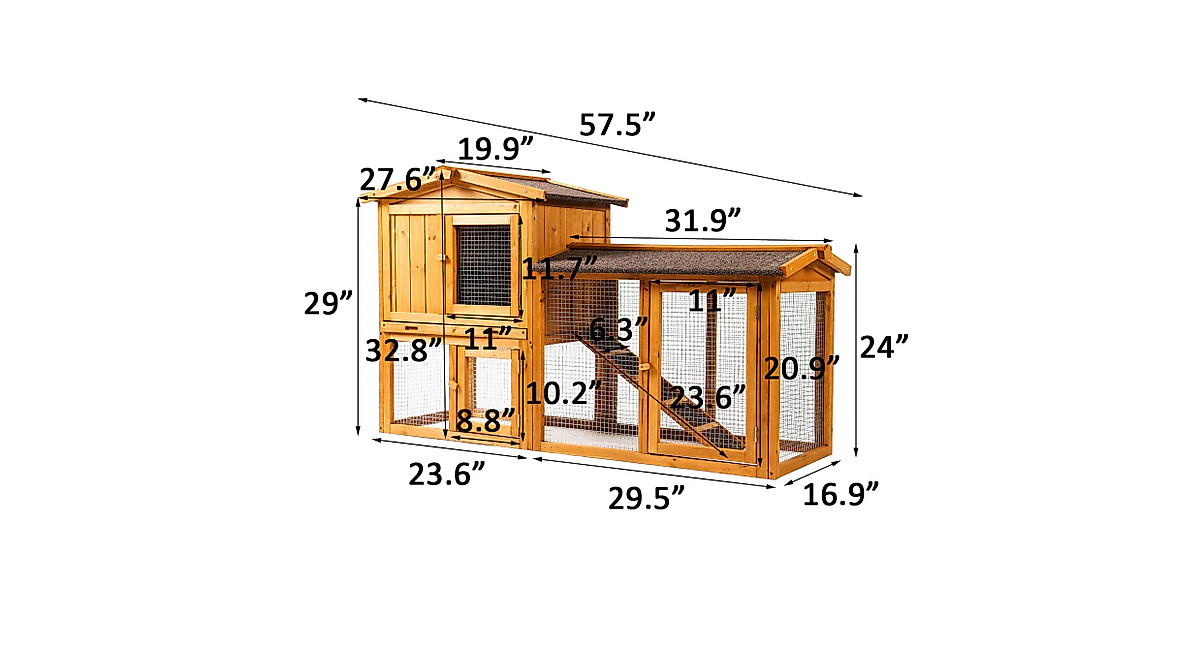 Ogrmar Chicken Coop Large Wooden Outdoor Bunny Rabbit Hutch Hen Cage ...