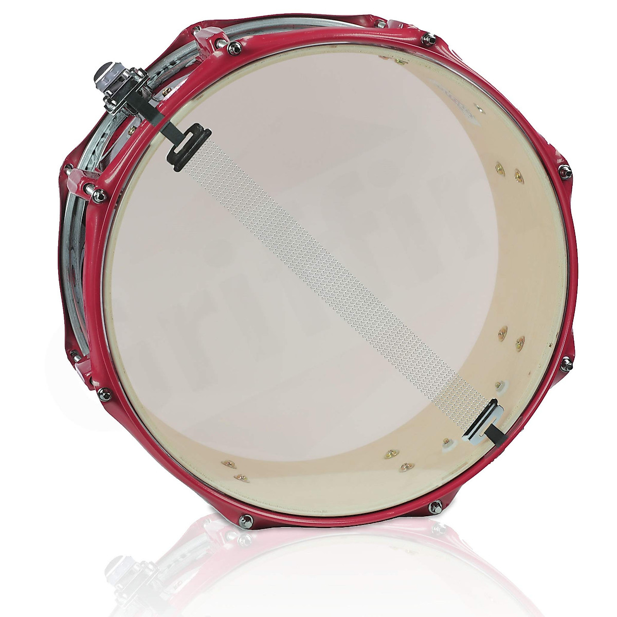 GRIFFIN Snare Drum Birch Wood Shell 14 X 6.5 Inch | Oversize 2.5" Large Vents & Custom Graphic Wrap (Limited Edition) | Red Hardware & Marching Drummers Key for Students & Pros | 8 Metal Tuning Lugs