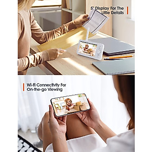 BabyTime Baby Monitor with Camera and Audio, 1080P Video Baby Monitor, 5" Color Display, Infrared Night Vision, 2-Way Talk, Temperature & Sound Alarm, Up to 1000ft Range, App Control