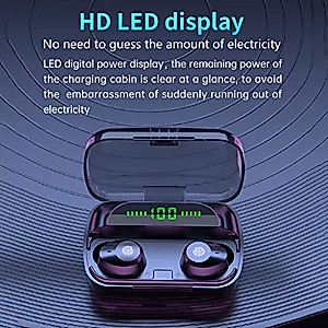 Gaweb Earphones, M5 TWS Bluetooth 5.1 Wireless in-Ear Earbud Earbud Headset with LED Digital Display for Home Gym Office - Black