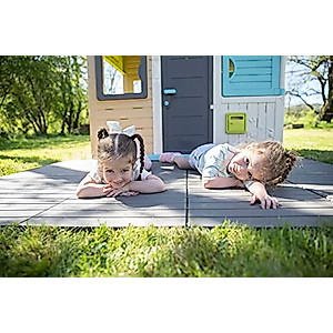 Smoby- Set of 6 Playhouse, Floor Tiles, Brown, Indoor or Outdoor Use, Plastic, Convenient for Use with Most Playhouses, for Ages 2 and up