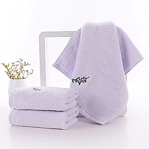 Pidada Hand Towel Set of 3 Embroidered Lavender Floral Pattern 100% Cotton Soft Absorbent Decorative Towel for Bathroom (Light Purple)