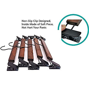 Esbuy Wooden Pants Hangers Finish with Metal Clips Natural Wood Hanger for Skirts Slacks,One Pack of 5 (Walnut)