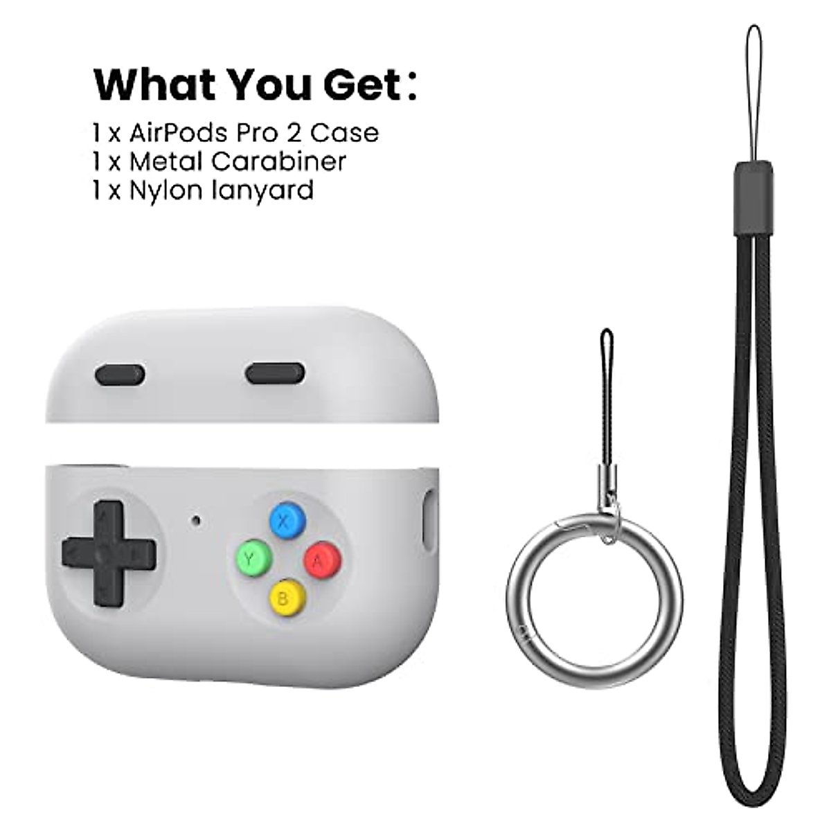Delidigi Compatible for AirPods Pro 2 Case (USB-C/Lightning) Cover Retro Handheld Game Console Design Silicone Protective Case with Lanyard Keychain Compatible with AirPods Pro 2nd Generation