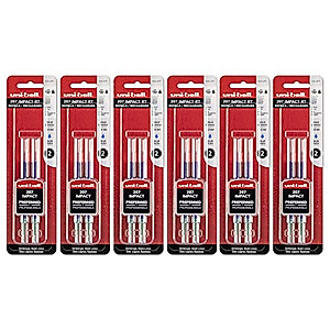 Uni-ball Signo Impact 207 RT Refills, Blue Ink, 1.0 Mm Bold Point, 6 Packs of Refills 65874 =12 refills