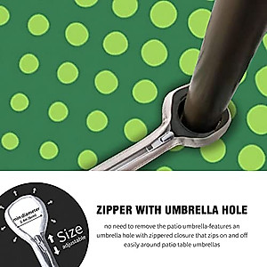 Abstract Green Pattern Round Outdoor Tablecloth,Round Table Cloth Washable Water Resistance Tablecloth with Umbrella Hole Zippered,for Patio Garden Tabletop Decor(72" Round,Forest Green Lime Green)