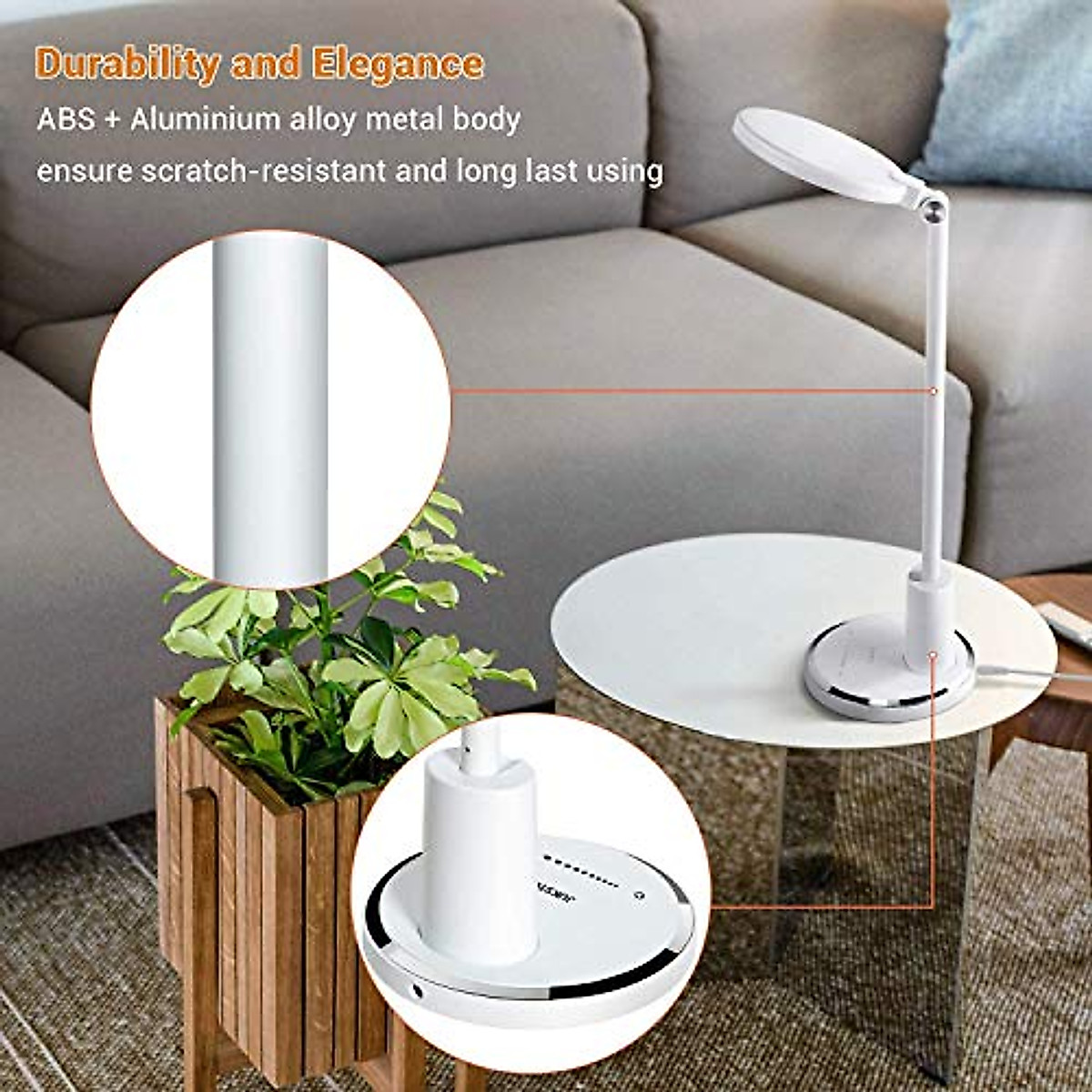 LED Desk Lamp,JUKSTG Eye-Caring Desk Light, Home Office Lamp, Adjustable Table Lamps with 10 Brightness Levels and 5 Lighting Modes,Touch-Sensitive Control,Blue Light Filter,10W Reading Lamp,White