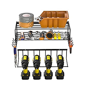 Power Tool Organizer Holder Wall Mounted Tool Storage,Wall Mount Tool Organizers and Storage Rack for Garage Organization,Garage Wall Organizer with Shelf
