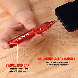 WORKPRO 24-in-1 Precision Screwdriver Sets, Pen Style Manual Screwdriver, 24 pcs Tough S2 Steel Small Screwdriver Bits, Ideal for Eyeglass, Watch, Laptop, Phone, Jewelry and Electronic, Red