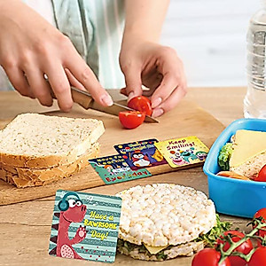 Shemira 100 Pack Lunch Box Notes for Kids, Inspirational Affirmation Cards for Kindergarten Girls Boys,Motivational Cards for Kids, Back to School Supplies,50 Styles,3.5 x 3.5 inches,Blank Back