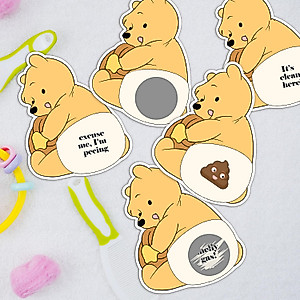 40pcs Winnie Baby Shower Scratch Off Game,Baby Shower Game Gifts For Winners - Baby Shower Prizes for Game Winners,Door Prizes & Silly Activity For Ice Breakers, Poop Scratch Off Lottery Tickets