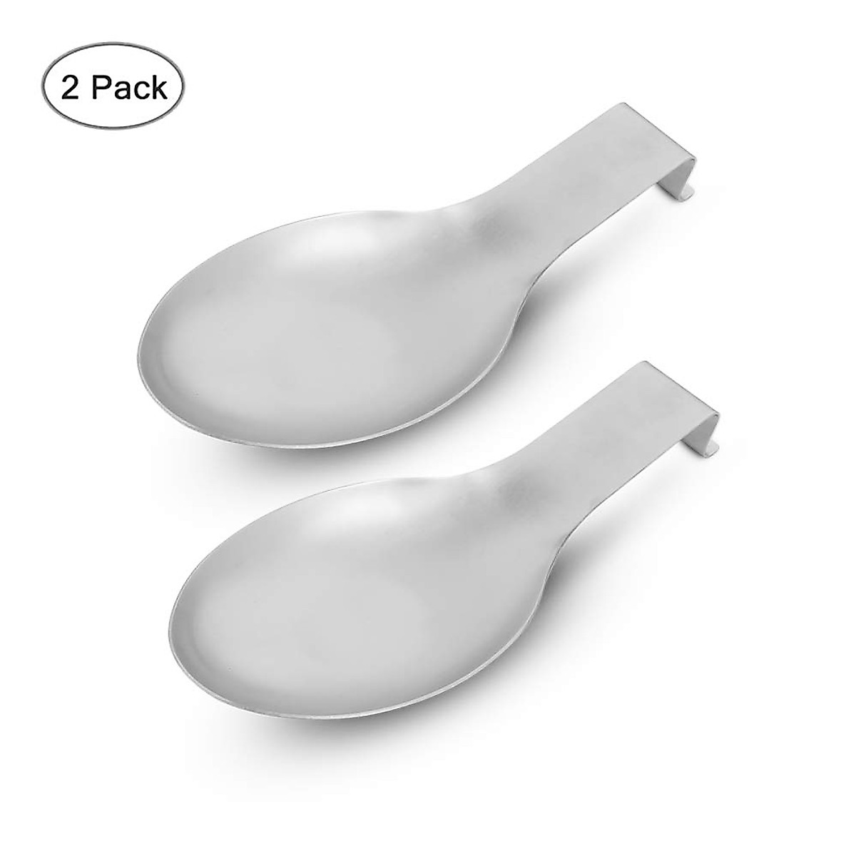 2 Pack Stainless Steel Spoon Rest, findTop Kitchen Spoon Utensils Ladle Holder for Stove Top, 3.8 x 9.4 Inch