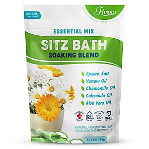 Hemorrhoid Treatment Sitz Bath Salt Natural Soaking Blend - Epsom Salt with Pure Essentials Oils for Fissure, Postpartum Care, Bartholin Cyst Treatment - Essential Mix for Self Care - 1 Pack - 14.1 oz