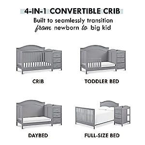 DaVinci Charlie 4-in-1 Convertible Crib and Changer Combo in Grey