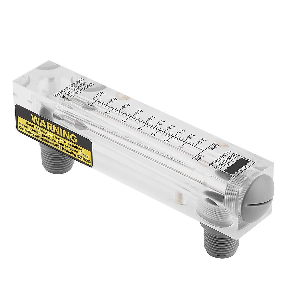 Liquid Flowmeter, Water Meter Panel Type Glass Liquid Flowmeter 0.2-2GPM/1-7LPM Water Measuring Meter