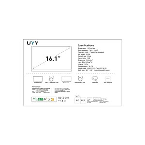 Newest Portable Monitor 16.1" 1920 FHD 2024 HDR 178° PC Screen,Second External Gaming Monitor FreeSync IPS USB-C HDMI Dual Speakers Smart Cover for | Laptop | PC | Phone | Mac | PS4/5 Switch