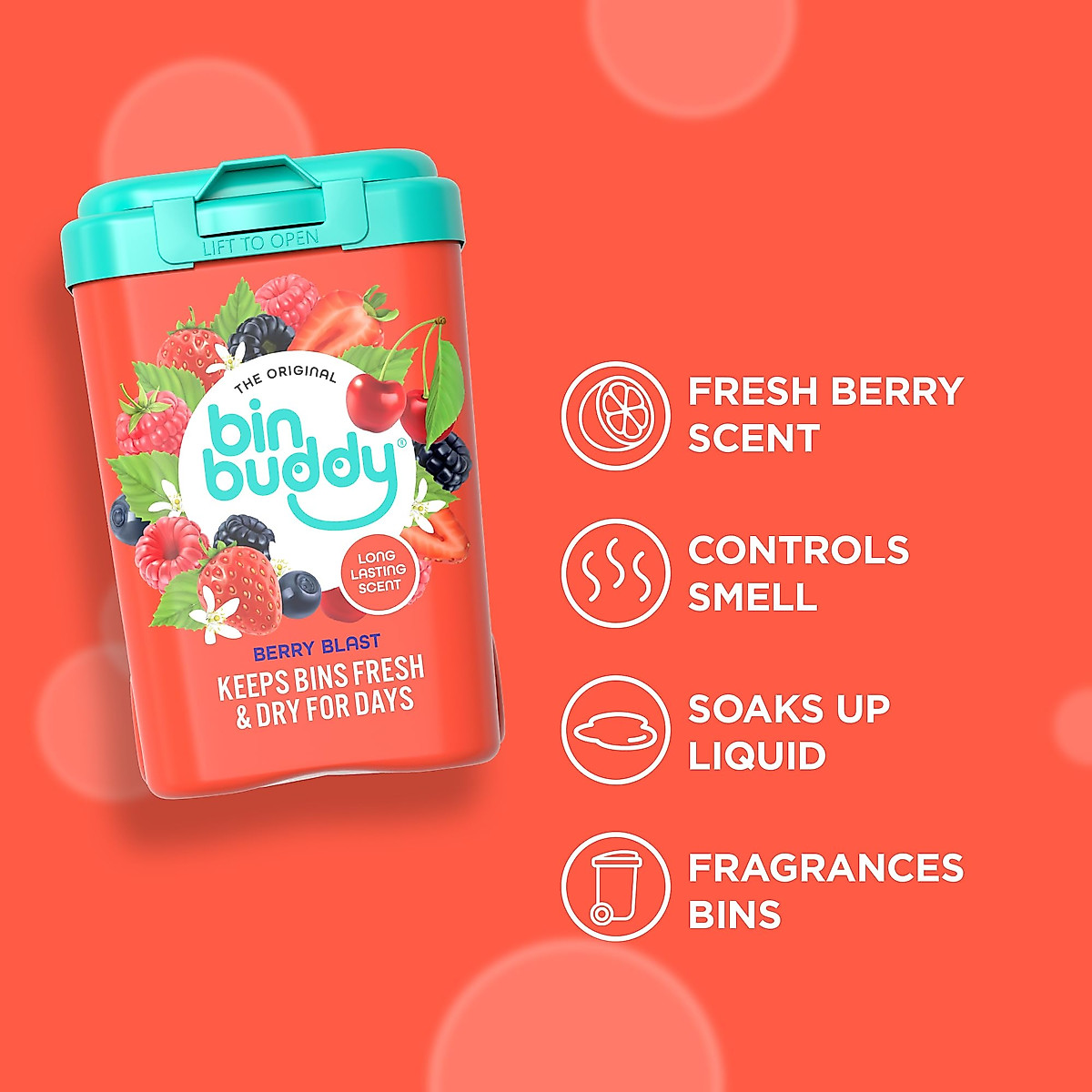 Bin Buddy Mixed Fresh Citrus & Berry, 450g, Pack of 6, Bin Freshener Deodoriser Powder, Leaves Your Bin Smelling Great, Suitable for Indoor and Outdoor Bins