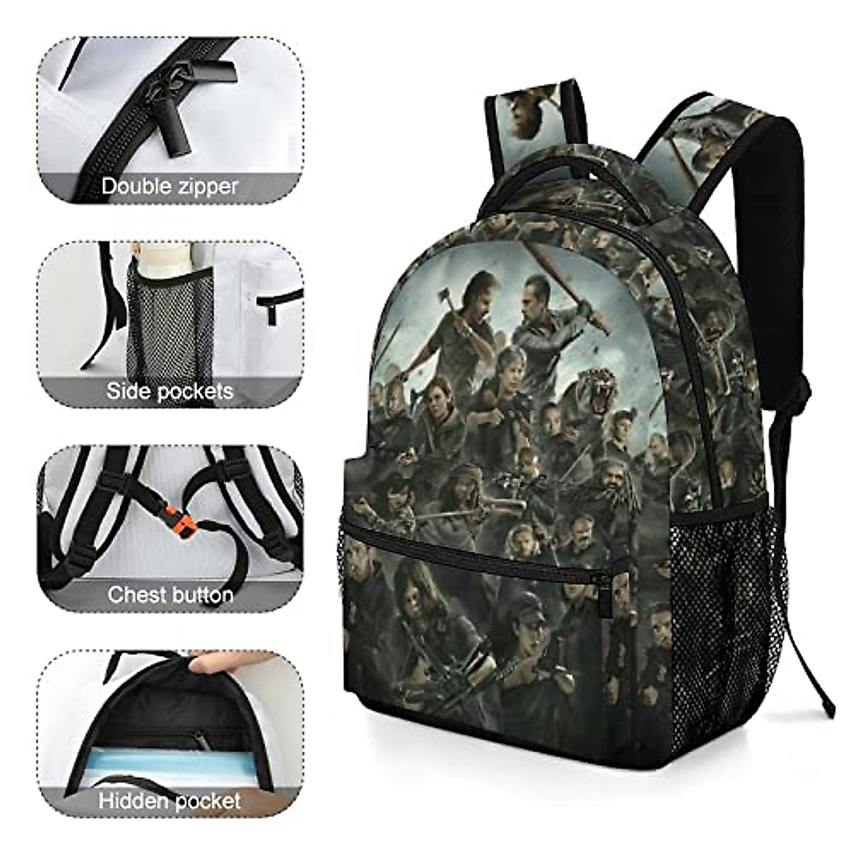 Unisex Adult Backpack The Apocalyptic Walking Horror Drama Dead Backpack Multifunctional Daypack Fashion Casual Daypack Classical Basic Briefcase Laptop Bag