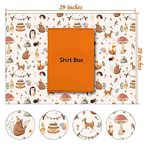 RiukRaiu Woodland Wrapping Paper for Kids - Warm Yellow Red Forest Animal Friends Gift Wrap for Baby Shower Birthday - 6 Folded Sheets 20 X 29 Inch, Easy to Store