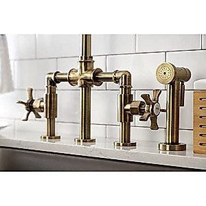 Kingston Brass KS2333NX Hamilton Bridge Kitchen Faucet, Antique Brass, 13.88 x 8.06 x 14.19