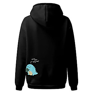 Liu Nian Couple Matching Hoodie Cute Cartoon Dinosaur Sweatshirt Long Sleeve Casual Drawstring Valentine's Day Pullover
