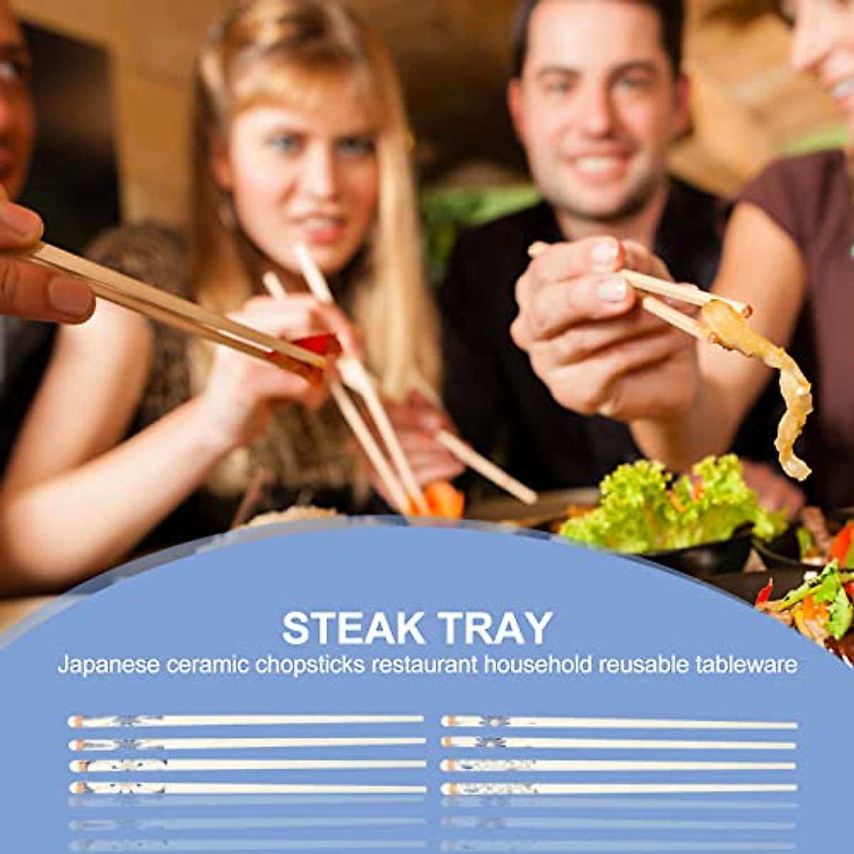 Luxshiny Metal Chopsticks Ceramic Chopsticks 4Pairs Square Japanese Style Non- Slip Cooking Serving Chopsticks Reusable Sushi Chopsticks Kitchen Supplies for Restaurant Home Use Japanese Decor