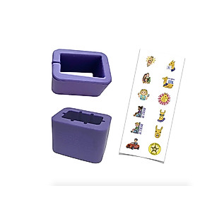 BPA-Free Car Seat Belt Buckle Booster - Keeps Your Receptacle Stable & Upright – with Kid Safety Sticker Set Gift (2-Pack, Combo Pack (1 Tall + 1 Short))