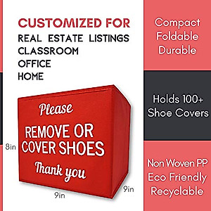 RE GOODS Shoe Cover Box | Disposable Shoe Bootie Holder For Realtor Listings and Open Houses, Please Remove Your Shoes Sign, Real Estate Agent Supplies