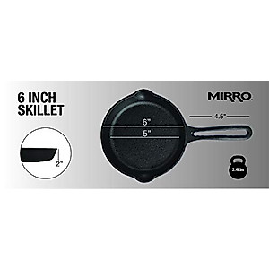 Mirro MIR-19050 Mini Ready to Use Pre-Seasoned Round Cast Iron Skillet, 6 Inch, Black