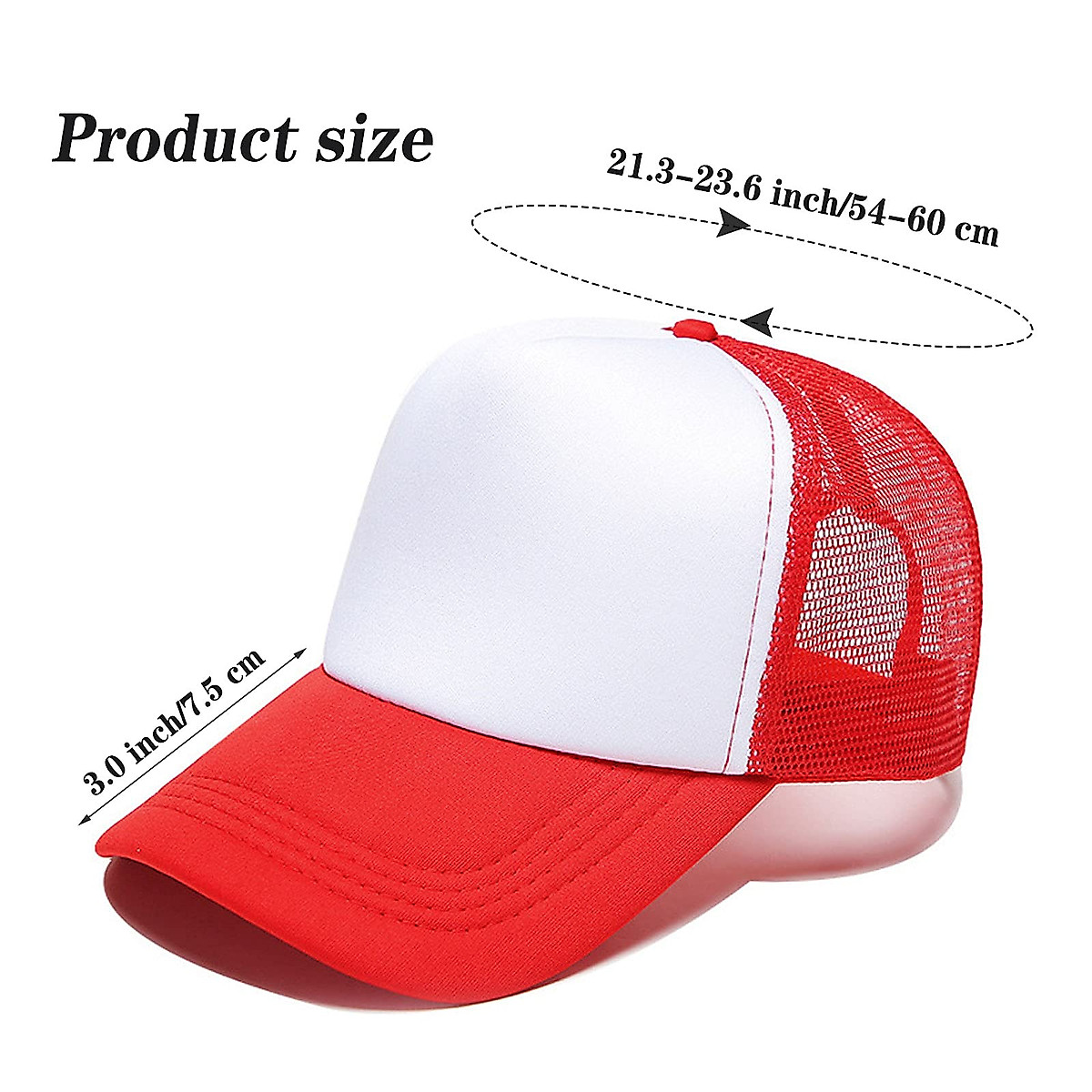 Ultrafun Unisex Sublimation Blank Mesh Baseball Cap Polyester Mesh Trucker Hat (Red White)