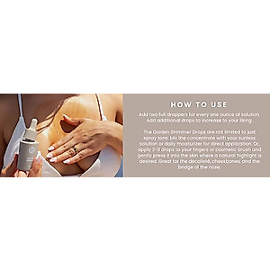 SJOLIE Sunless Spray Tan Additive - Golden Shimmer Drops | Adds Golden Glow to Spray Tan, Self Tanner, or Daily Moisturizer - 1oz