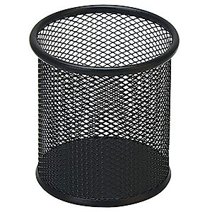 Black Pen Holder Cup for Desk, Pencil Cup Holder, Black Wire Mesh Pen Cup for Desk Office Pen Organizer