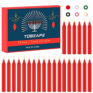 Tobeape Red Candles Set of 24, 4" Red Spell & Chime Candles, Unscented Mini Taper Candle for Witchcraft, Wiccan Altar, Magic Tools, Rituals, Prayer, Meditation and Christmas Party Decoration