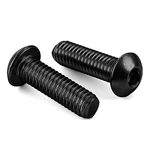 M5 x 16mm Button Head Hex Socket Cap Screws, 10.9 Grade Alloy Steel, Black Oxide Finish, 100 PCS