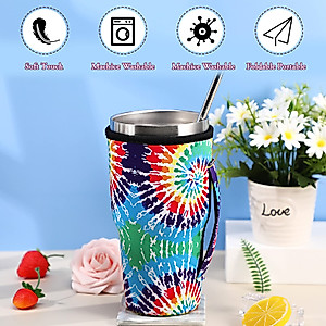 Patelai 8 Pieces 30oz Reusable Neoprene Iced Coffee Cup Sleeve Neoprene Insulated Sleeves Cup Cover Holder, Large Tumbler Cup