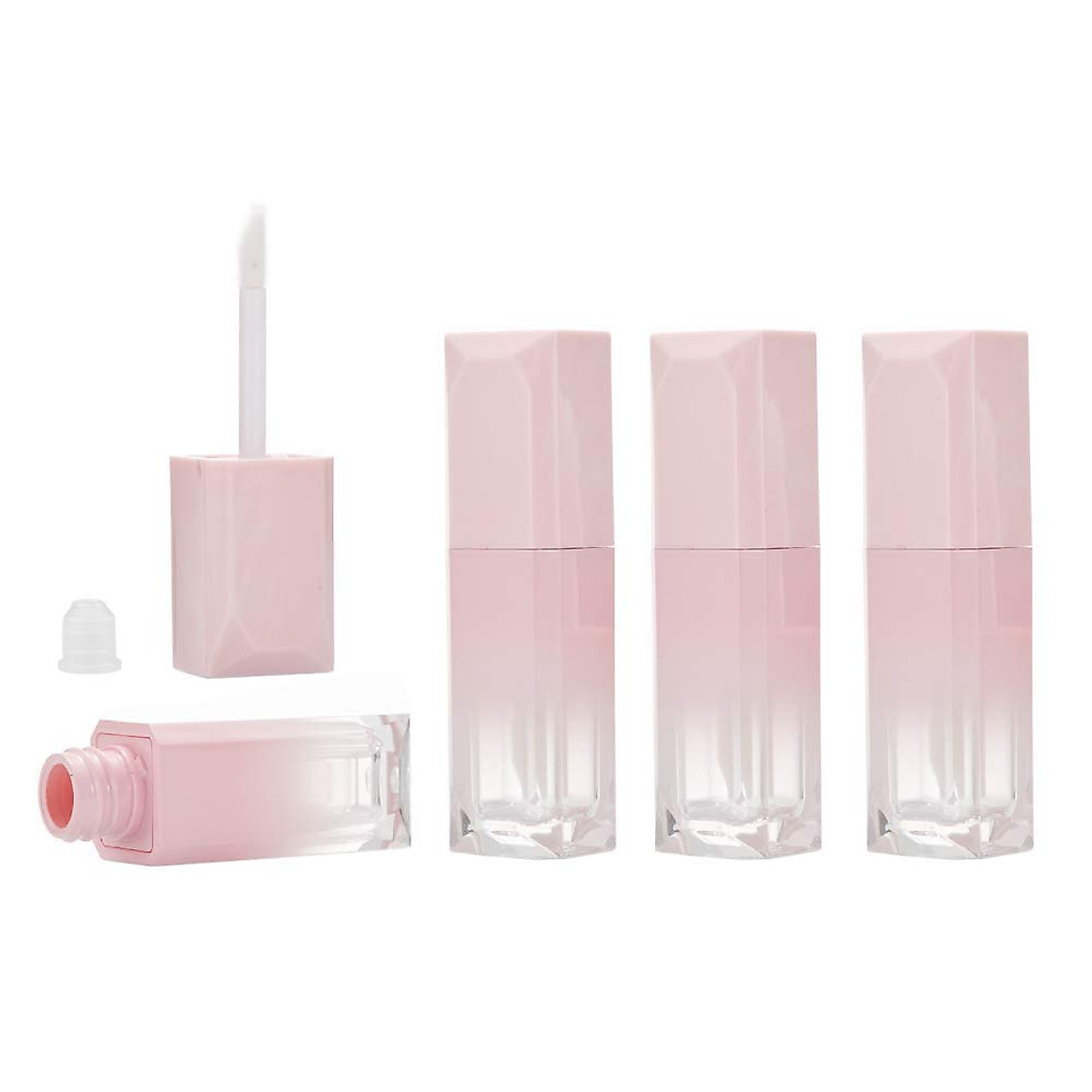Healthcom 10Pcs 5ml Gradient Pink Empty Lip Gloss Tubes Plastic Mini Refillable Lip Balm Lipstick Bottle Lip Glaze Tube with Wand Travel Pipe Vials DIY Beauty Makeup Cosmetic Container Jar Pot Lip Oil