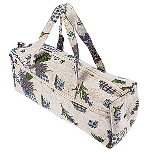 Sunicon Fabric Knitting Needles Bag, Household Knitting Needles Storage Bag Sweater Woven Organizer Bag Handmake Bag with Carry Handles for Sewing Tools Storage (Purple Flower)
