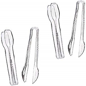 Clear Plastic Tongs, 6 1/2", 4 Pack
