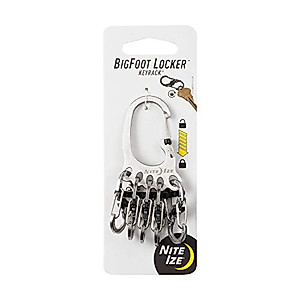 Nite Ize KLKBF-11-R6 Bigfoot Locker KeyRack, Carabiner Chain with 5 Stainless Steel Locking S-Biner Toes to Hold Keys Separately + Securely, 1,unisex-adult, Silver