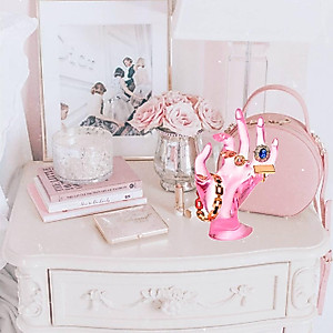 ZOOFOX 4 Pack Hand Jewelry Display Holder, Polyresin Mannequin Shaped Jewelry Organizer, Preppy Jewelry Stand for Bracelet Necklace Ring, Pink Room Decor