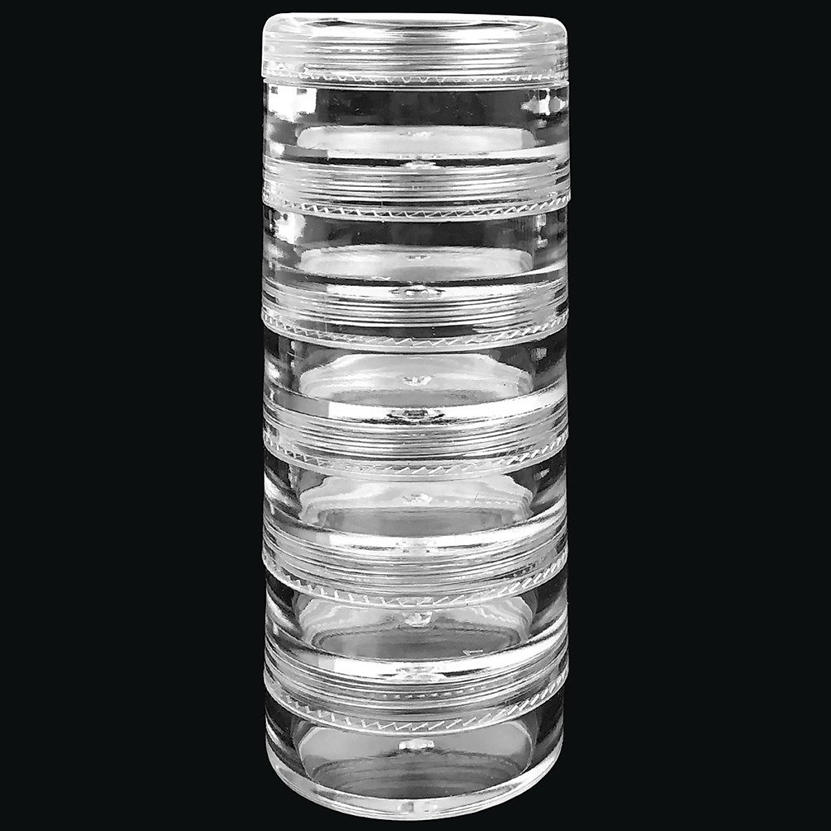 Beauticom 6 Pack(36 Pieces) 5G/5ML Stackable Round Transparent Plastic Jars for Herbs, Spices, Tea Leaves, Cooking Oils