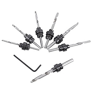 Youwise Countersink Drill Bits Set 7PCS Counter Sink Bit for Wood High Speed Steel, Woodworking Carpentry Reamer with 1 Hex Key Wrench and Wooden Box