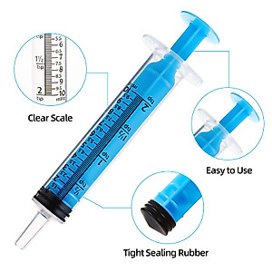 Gufastore 40pcs 10ml Syringes with Caps for Industry Lab Pet Feeding (Blue)