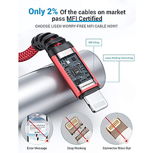 LISEN 20W USB C to Lightning Cable 6FT, MFi-Certified iPhone Charge Cable Fast Power Delivery Charging Cable Compatible with iPhone 12/11/11 Pro/11 Pro Max/X/XS/XR/XS Max/8/8 Plus