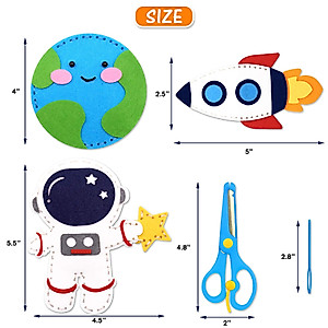 CiyvoLyeen Space Sewing Kit for Kids Solar System DIY Activity Kids Felt Craft Supplies for 7 8 9 10 11 12 Girls and Boys Educational Beginners Sewing Set of 11