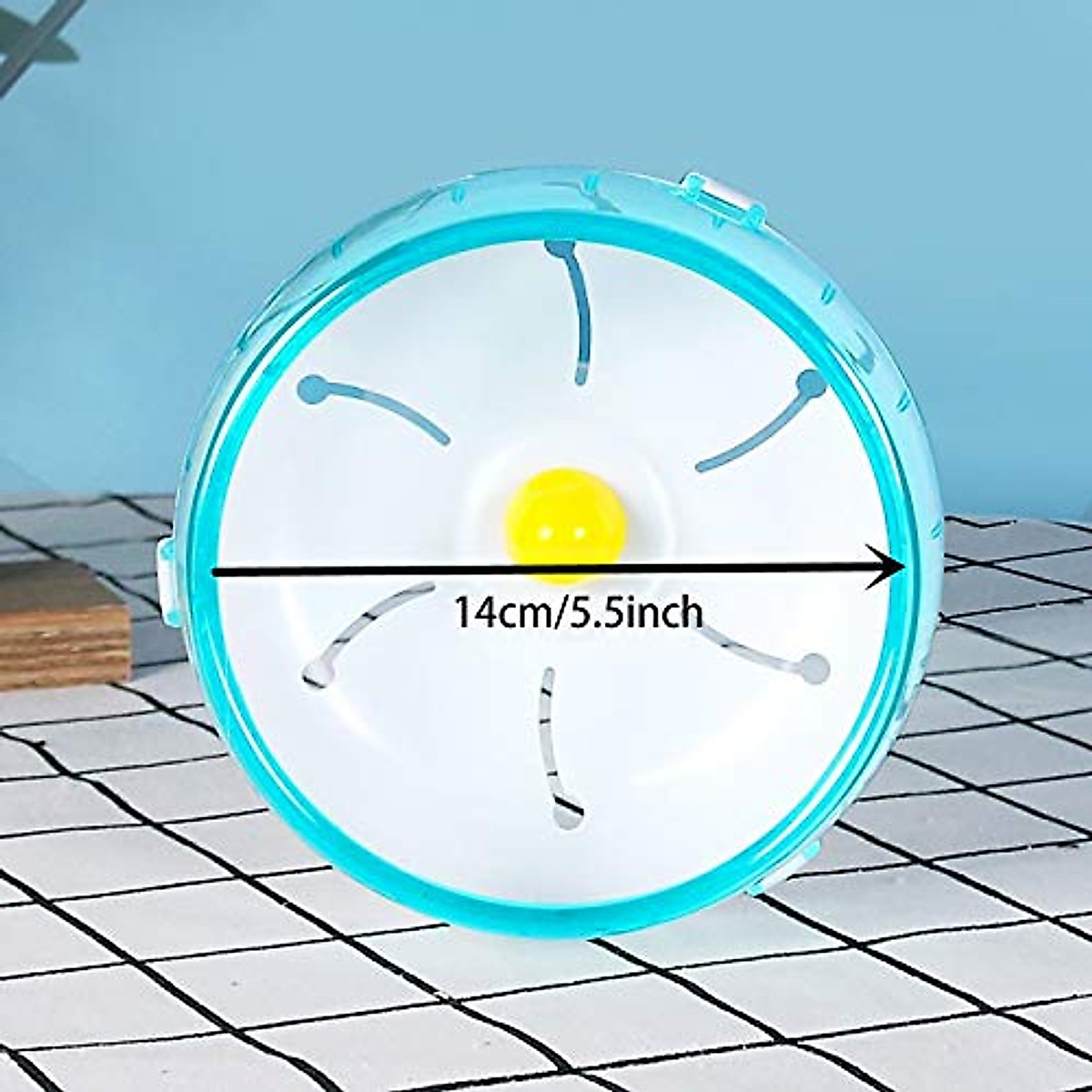 5.5 inch Silent Hamster Exercise Wheels -- Premium PP Material, Quiet Large Spinner Running Wheel for Hamsters Gerbils Mice and Other Small Animals(Blue)