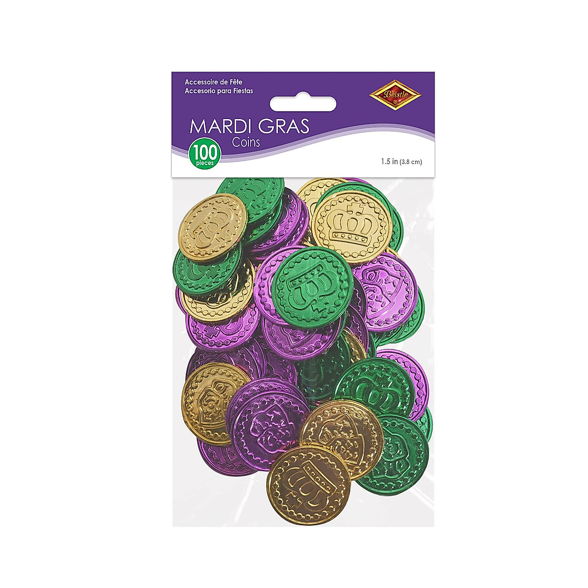 Mardi Gras Plastic Coins (asstd gold, green, purple) (100/Pkg)